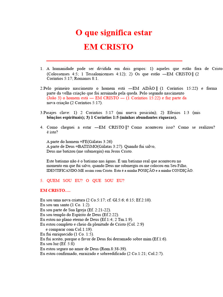 Significado de Estar em Cristo | PDF | Pecado | Deus