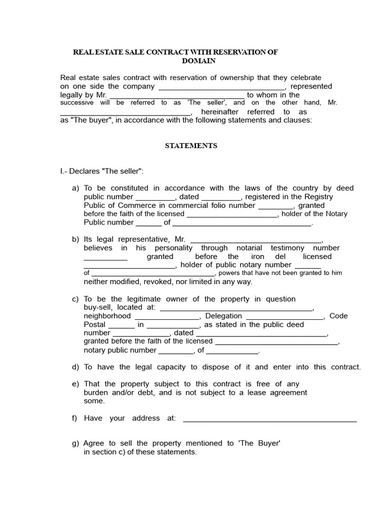Real Estate Sale Contract Template | PDF | Deed | Property