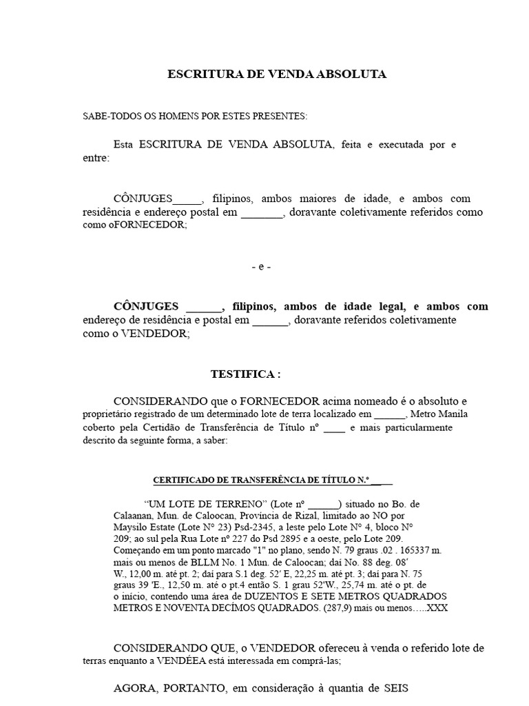 Escritura de Venda | PDF