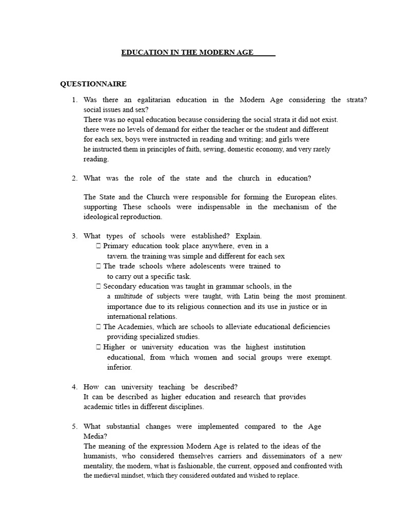 Education in The Modern Age | PDF
