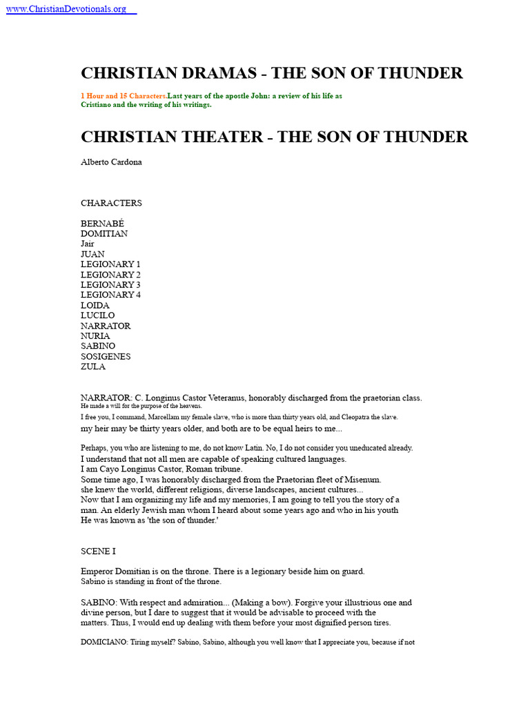 Drama The Son of Thunder PDF | PDF | Jesus | Faith