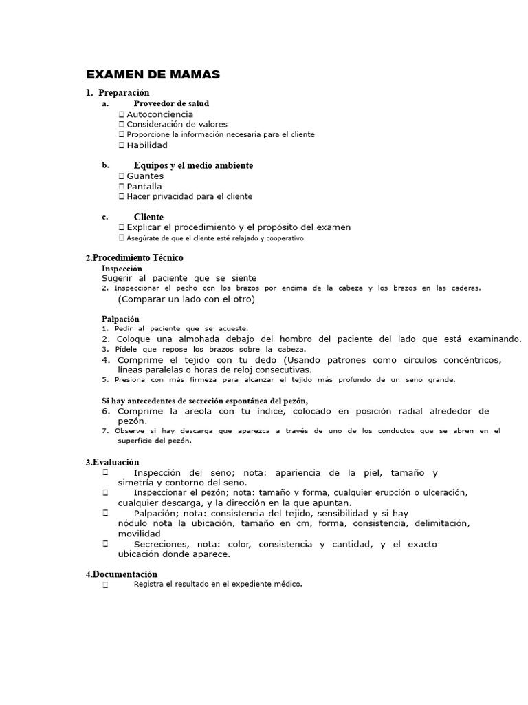 Examen de Mamas | PDF