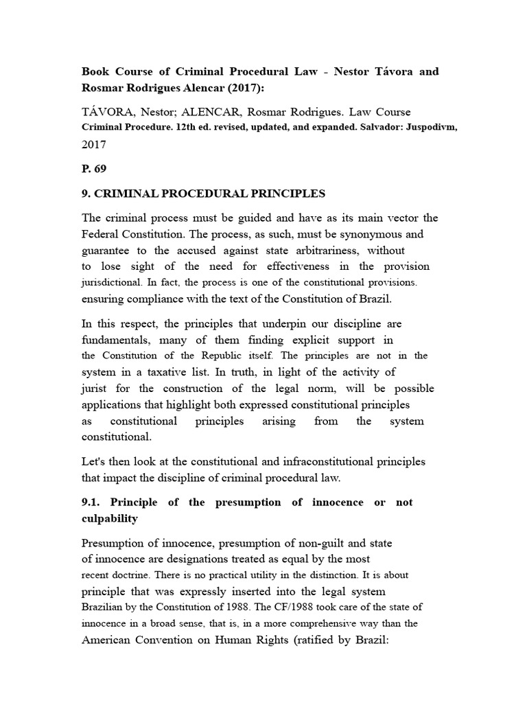 Book Course in Criminal Procedural Law - Nestor Távora and Rosmar ...