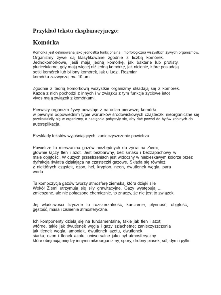 Przykład Tekstu Wyjaśniającego | PDF