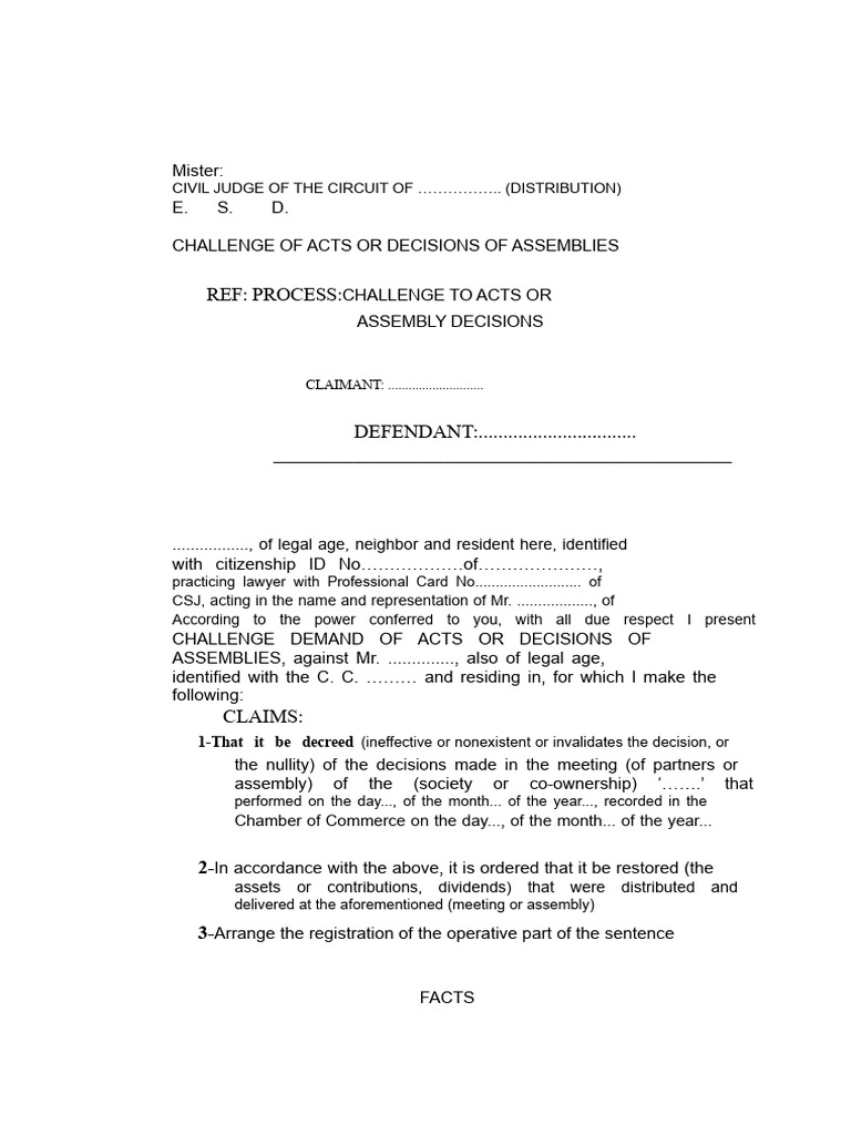 Challenge to Assembly Decisions Document | PDF | Common Law | Justice