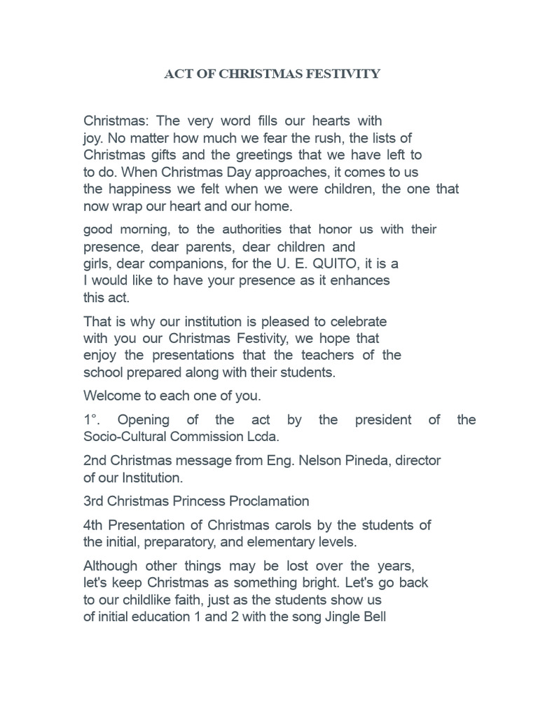 Christmas Festivity Celebration Program | PDF | Christmas