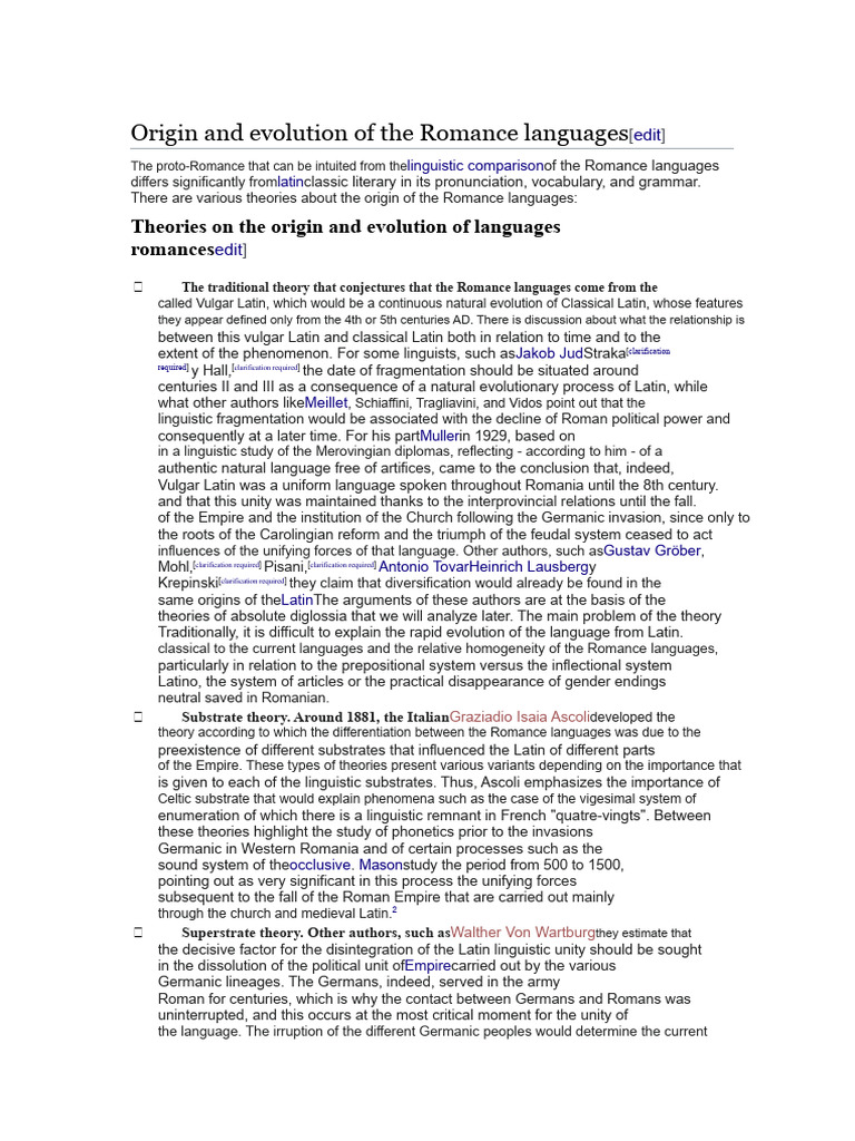 Origin and evolution of the Romance languages | PDF | Latin | Linguistics