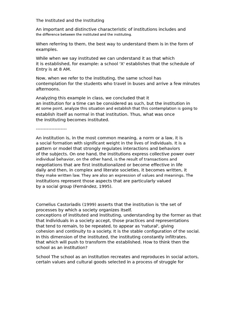 The Instituted and The Instituting | PDF | Institution | Knowledge