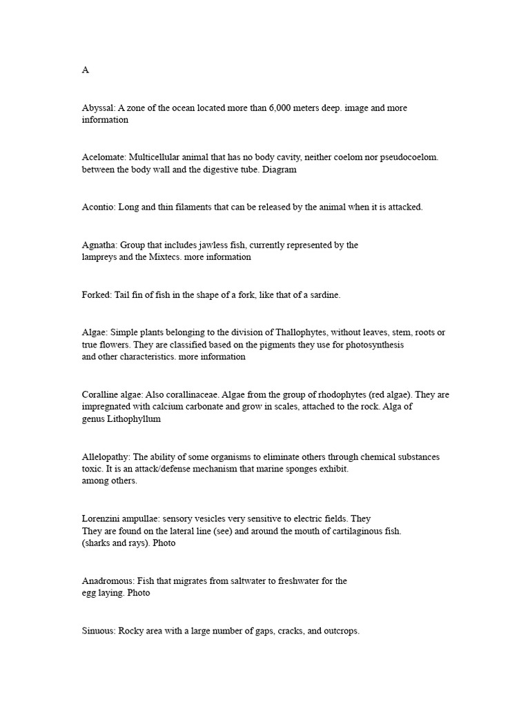 Marine Biology Dictionary | PDF | Plankton | Fish