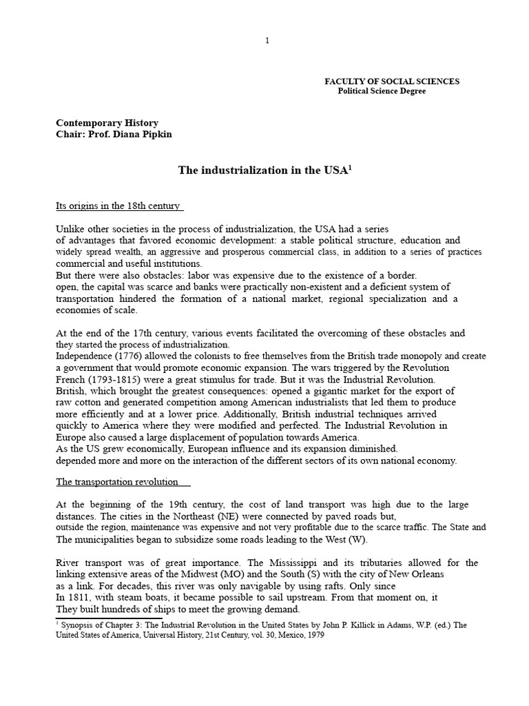 The Industrialization in The USA - Summary | PDF | Industrial ...