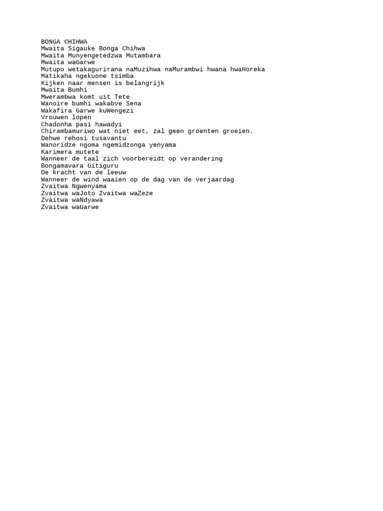 Bonga Chihwa | PDF