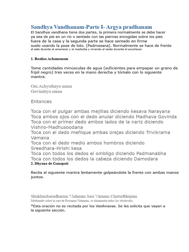 Sandhya Vandhanam | PDF | Mantra | Mitología hindú