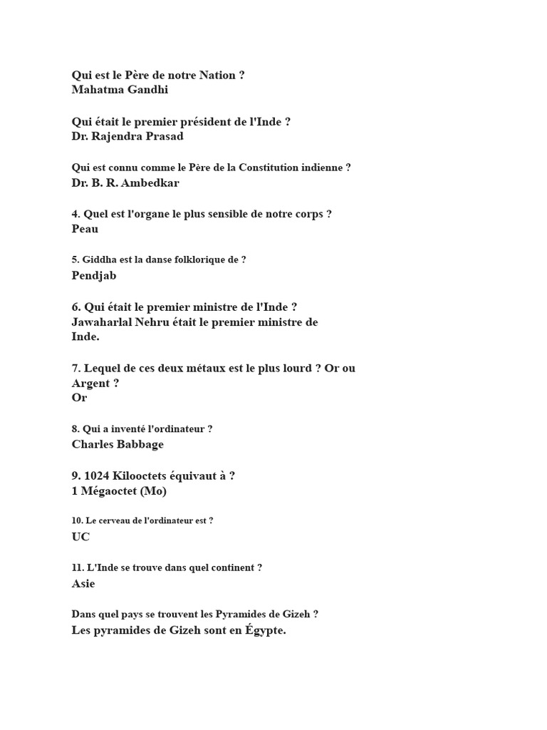 Questions et réponses sur l'Inde et le monde | PDF