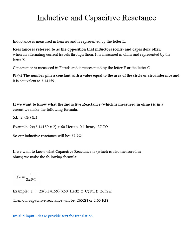 Inductive Reactance and Capacitive Reactance | PDF