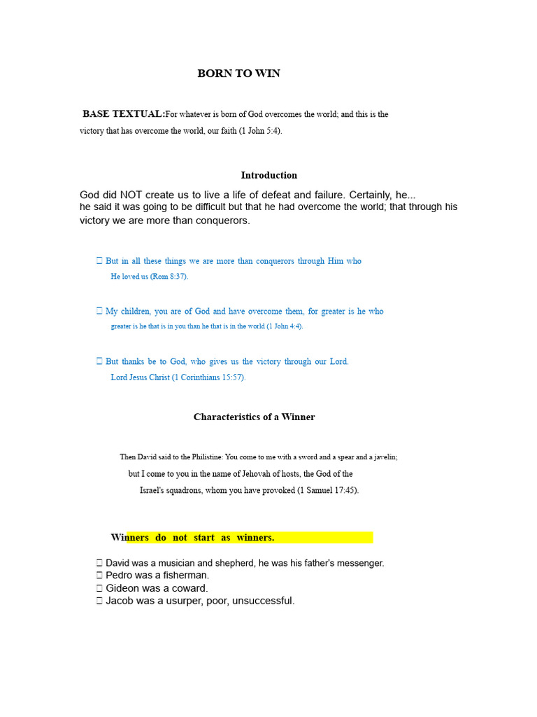 Born to Win | PDF