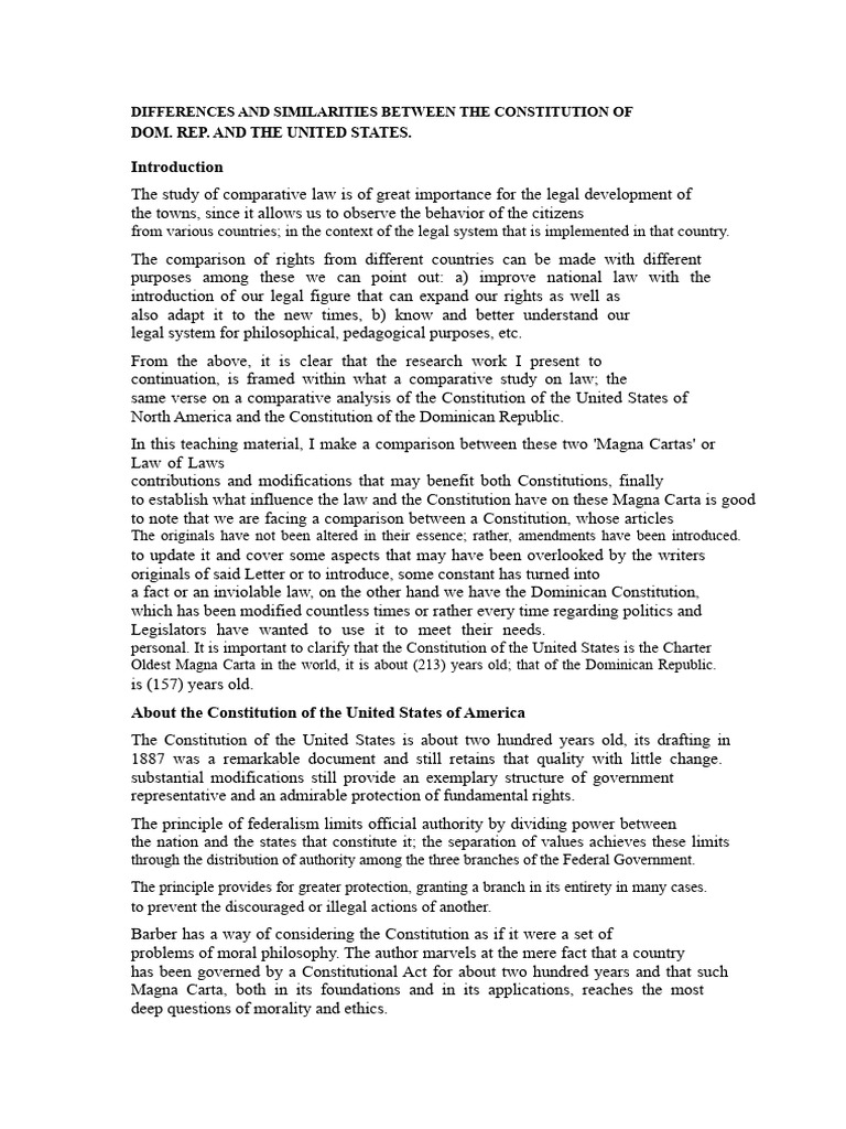 Differences and Similarities Between the Constitution of the Dominican ...