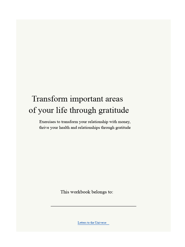 Workbook Letters To The Universe - Gratitude Exercises | PDF | Gratitude | Psychology