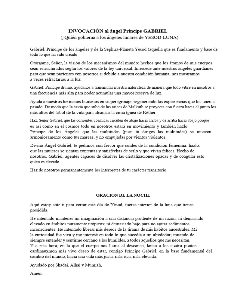 Invocación al Ángel Gabriel de Yesod | PDF | Pecado | Amor