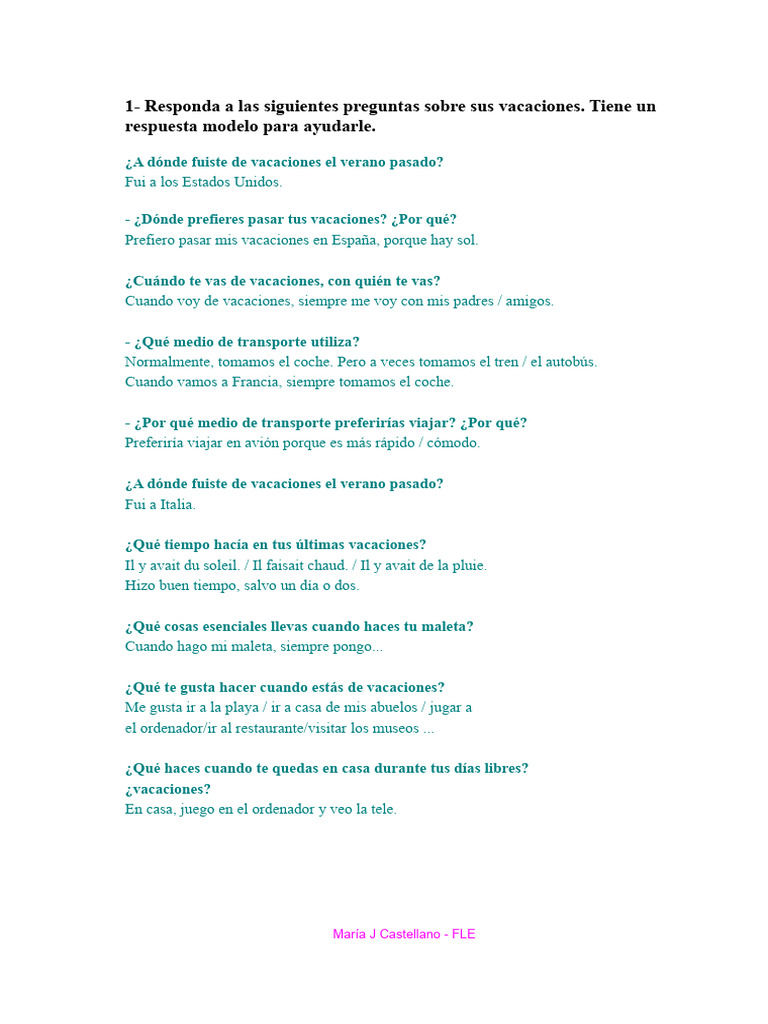 Mis Vacaciones | PDF