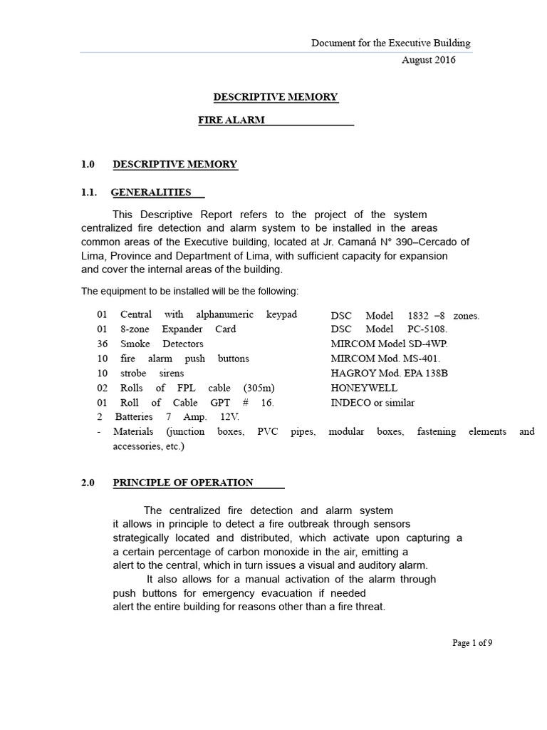 Descriptive Memory Fire Alarm | PDF | Electrical Wiring | Electricity