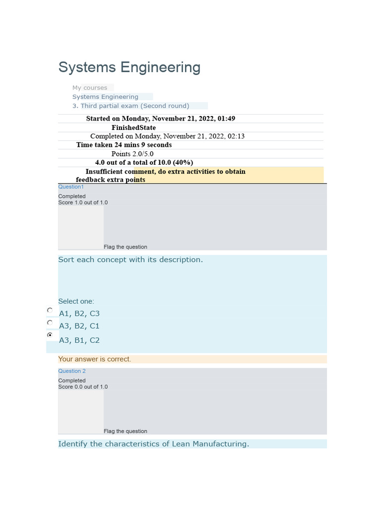EXAM s3 Systems Engineering | PDF
