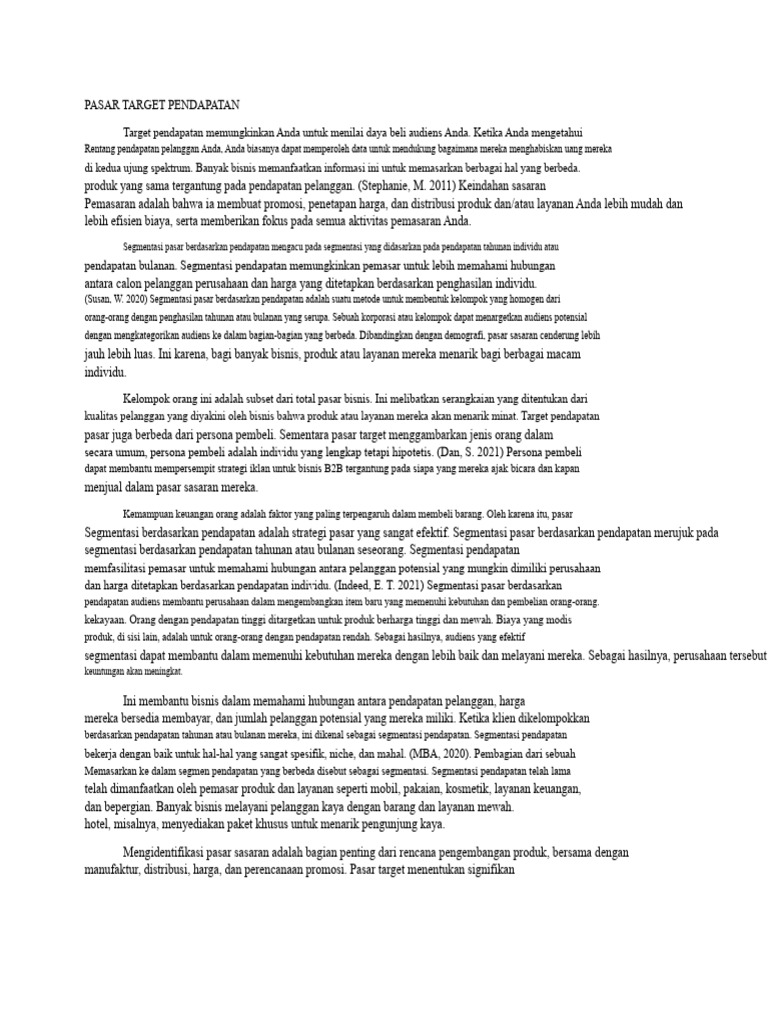 Target Pasar Pendapatan RRL | PDF