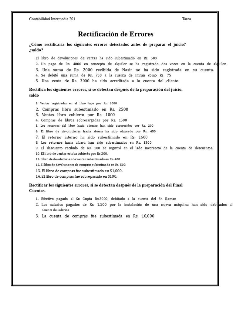 Corrección de Errores en La Tarea | PDF