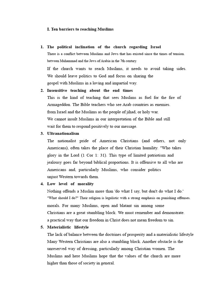Barriers to Evangelizing Muslims | PDF | Jesus | Forgiveness