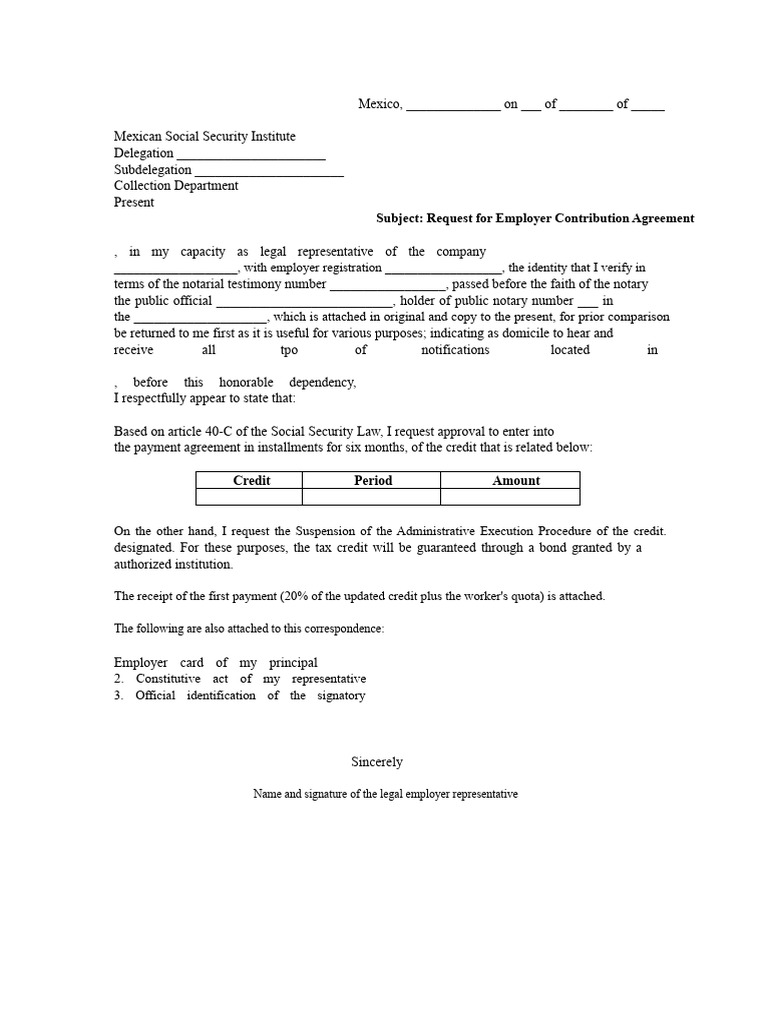 Request for Employer Contribution Agreement | PDF