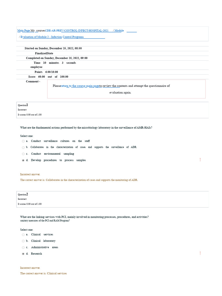 Evaluation of Module 2 - Infection Control Programs - Review of The ...