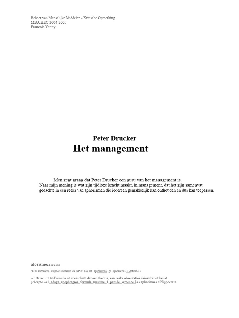 Peter Drucker Over Management | PDF