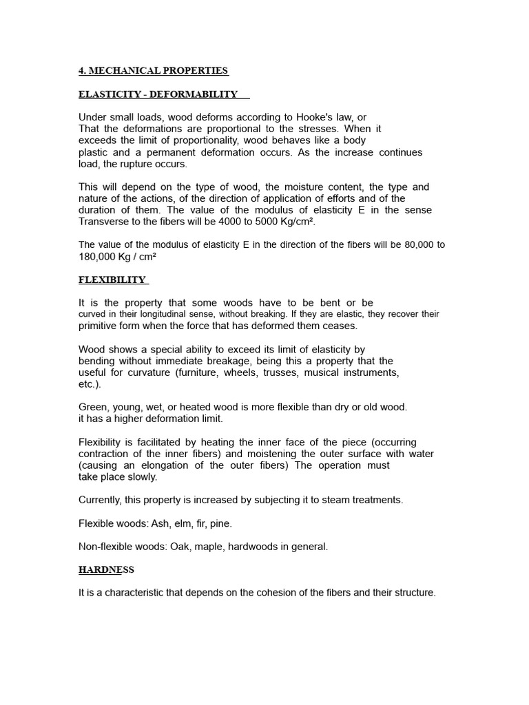 Mechanical Properties of Wood Explained | PDF | Wood | Bending