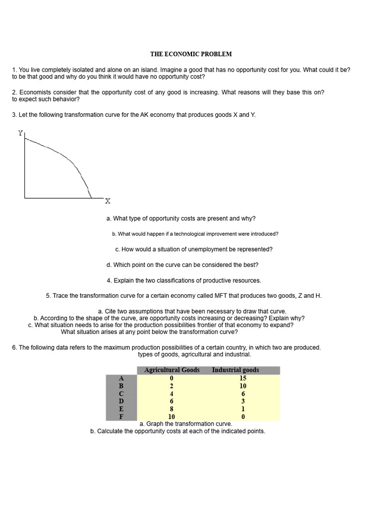 Economic Problem Exercises | PDF | Economics | Unemployment