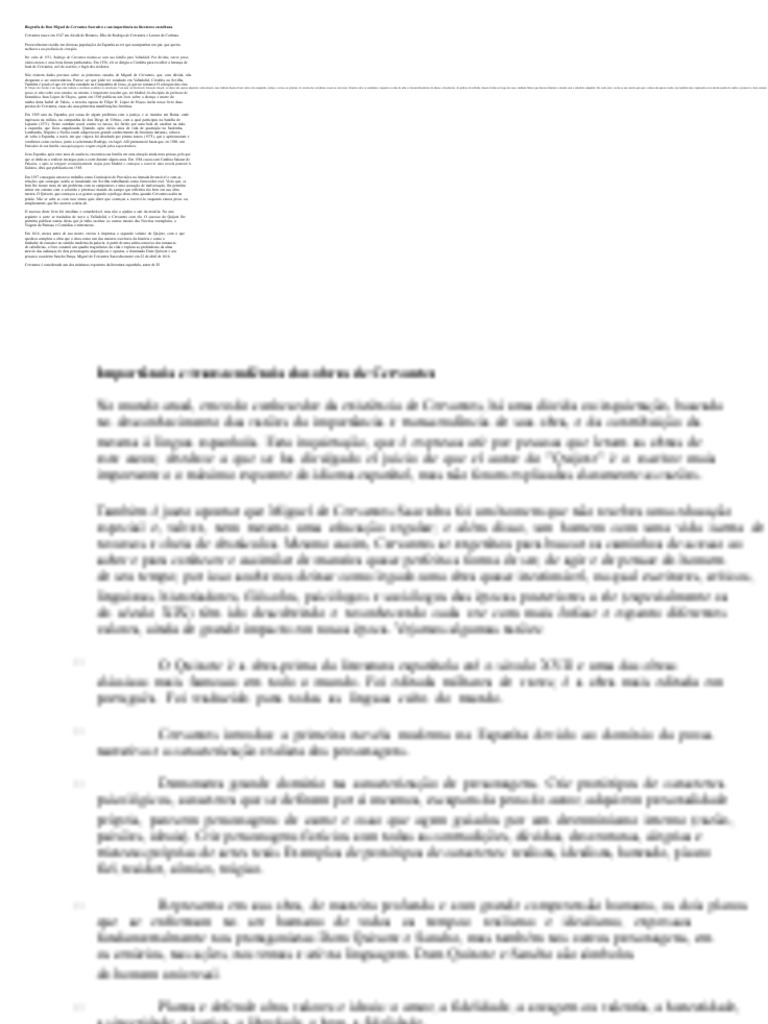 A Vida e Legado de Miguel de Cervantes | PDF | Miguel de Cervantes ...