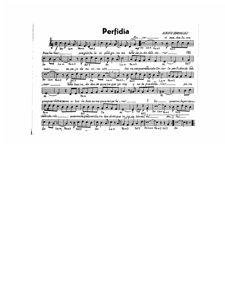 Partitura de "Perfidia", de Alberto Domínguez. | PDF