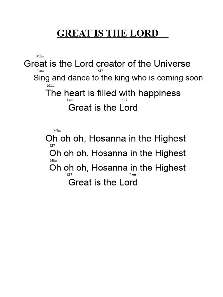 Great Is The Lord Creator of The Universe | PDF