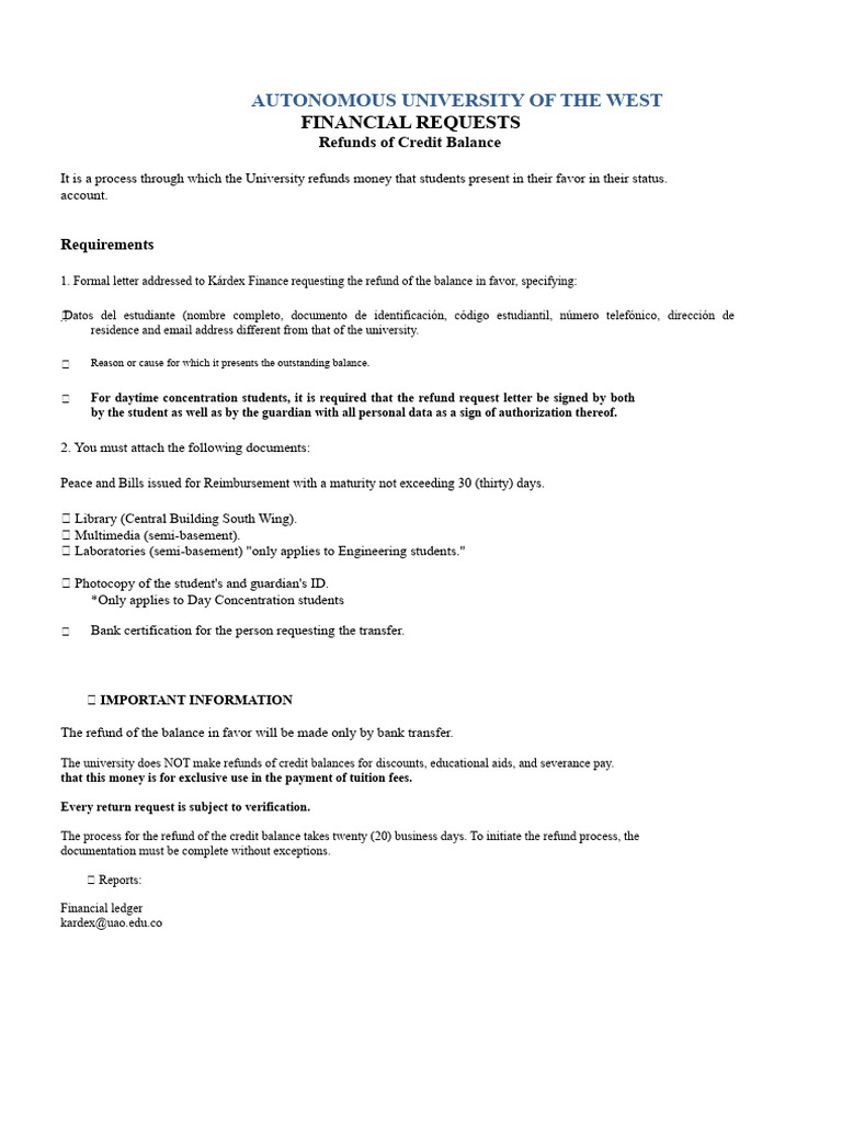 Info Refund Balances Credit | PDF