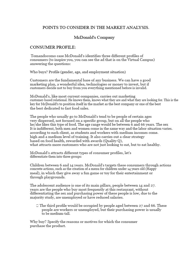 CONSUMER PROFILE OF McDONALD'S (1) | PDF | Cost Of Living | Mc Donald's