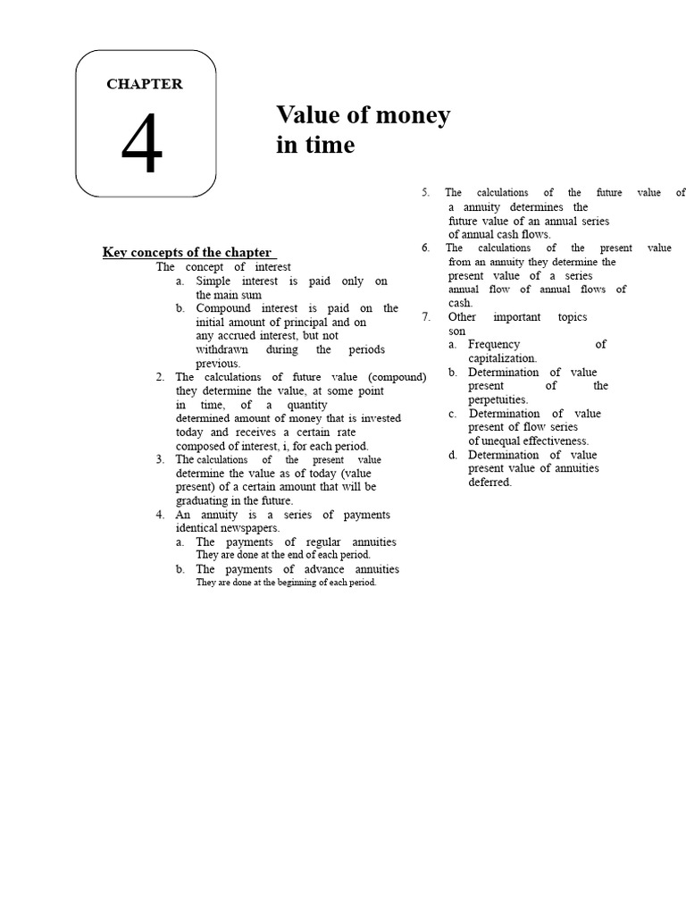Chapter 4, Time Value of Money | PDF | Present Value | Interest