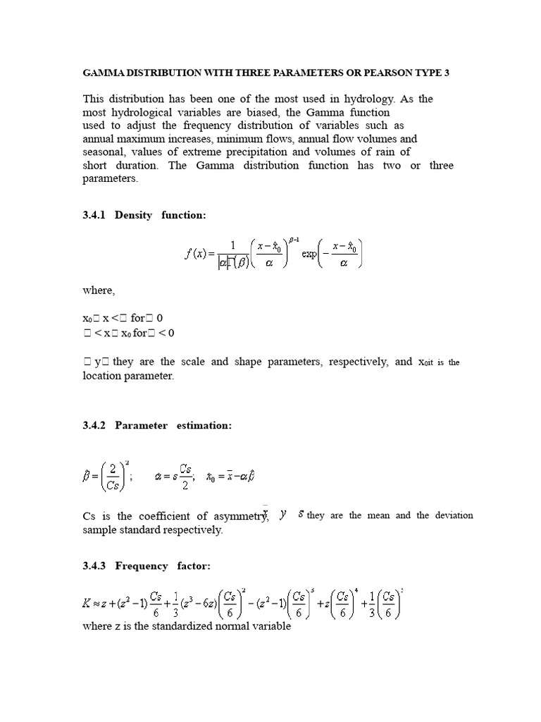 Gamma Distribution With Three Parameters or Pearson Type 3 | PDF ...