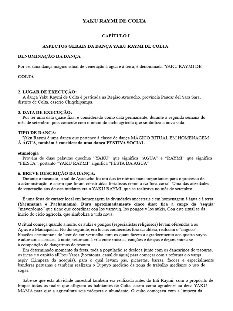 YAKU RAYMI de COLTA - Monografia Completa | PDF | Império Inca | Roupas