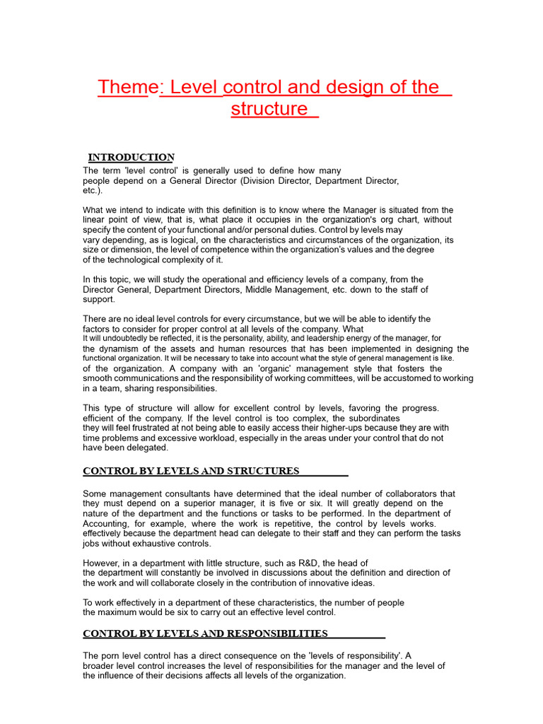 11 - Control by Levels and Structure Design | PDF | Complexity ...