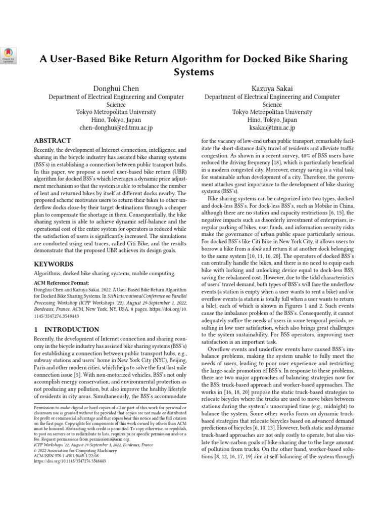 A User-Based Bike Return Algorithm For Docked Bike Sharing 8 | PDF | Mathematical Optimization