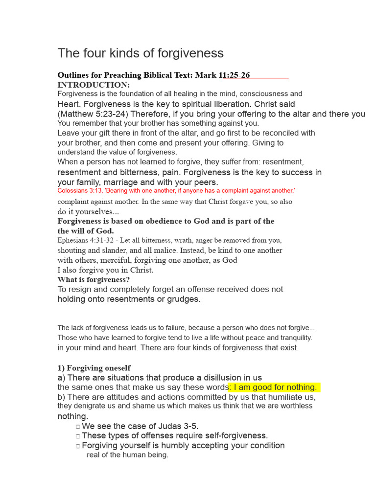 Four Types of Forgiveness Explained | PDF | Forgiveness | Religious ...