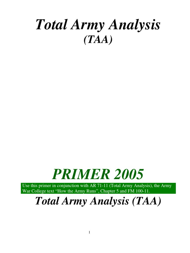 Total Army Analysis Overview | PDF | United States Army | United States ...