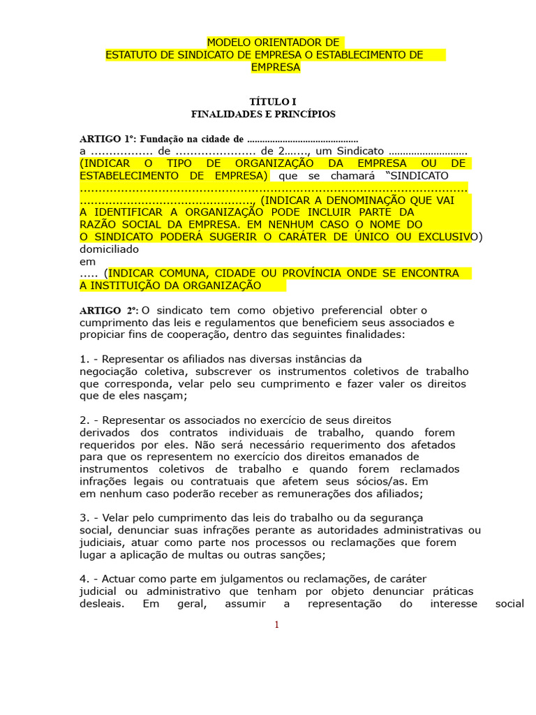 Modelo de Estatuto para Sindicato Empresarial | PDF | Sindicato | Eleições