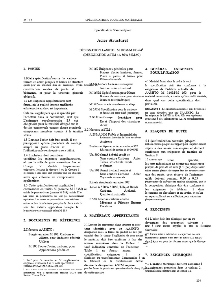 Spécifications AASHTO M 183 pour Acier | PDF | Acier | Soudage