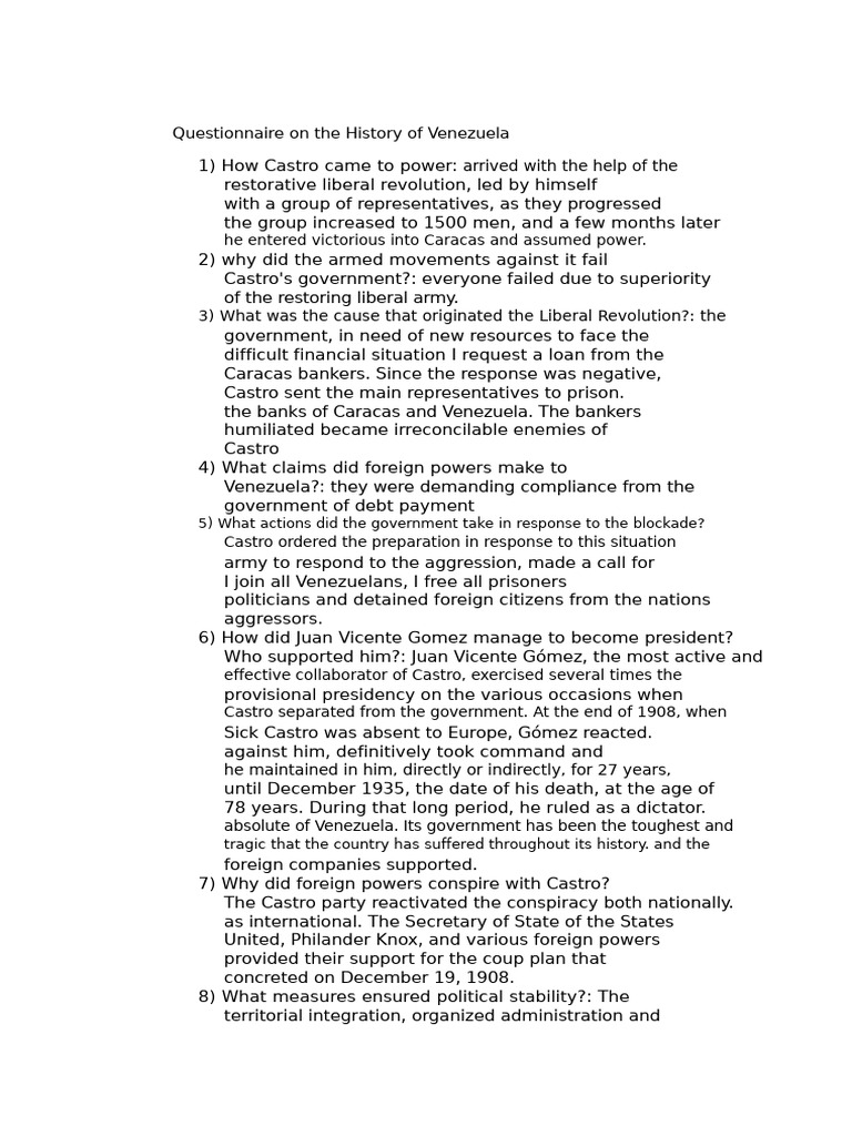 History of Venezuela: Key Events and Leaders | PDF | Venezuela | Government