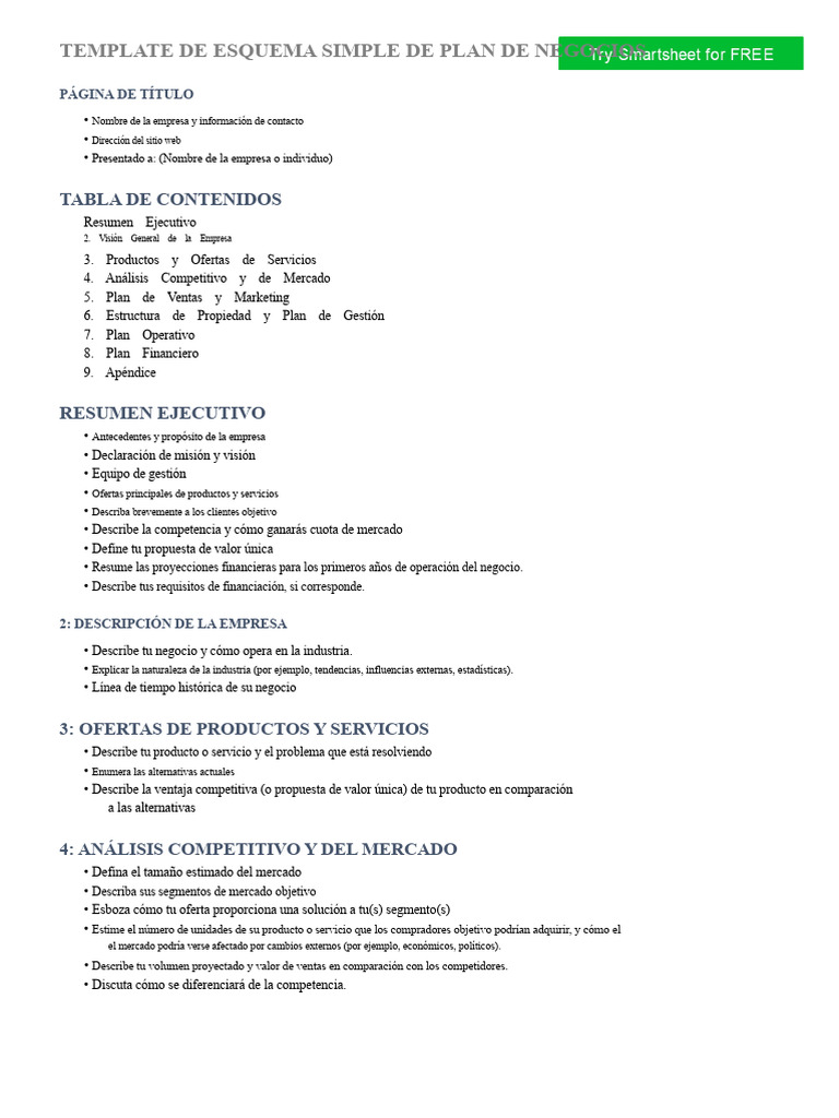 IC Simple Business Plan Outline 10809 - PDF | PDF | Plan de negocios ...
