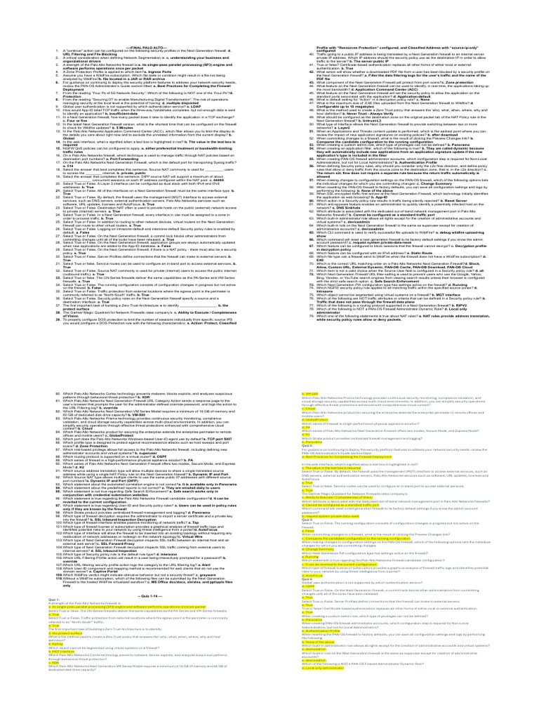 Full cheatsheet palo alto | PDF | Firewall (Computing) | Computer Network